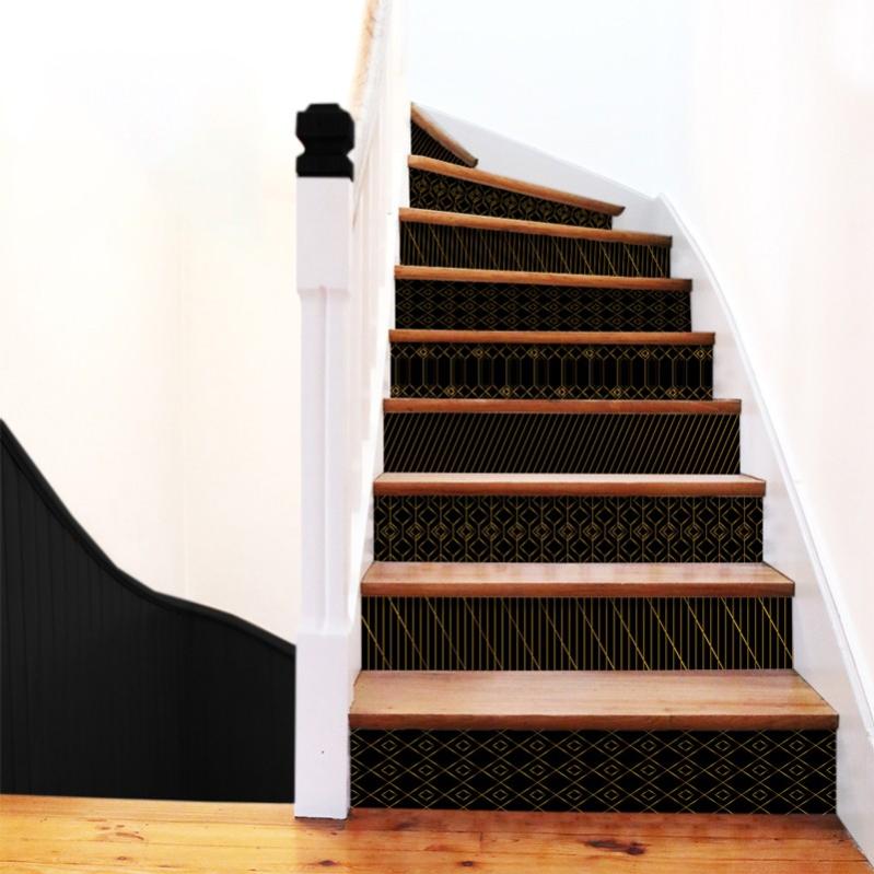 Lot de 5 contremarches adhésives en PVC, Mix Luxury Noir – L100xH15cm ...