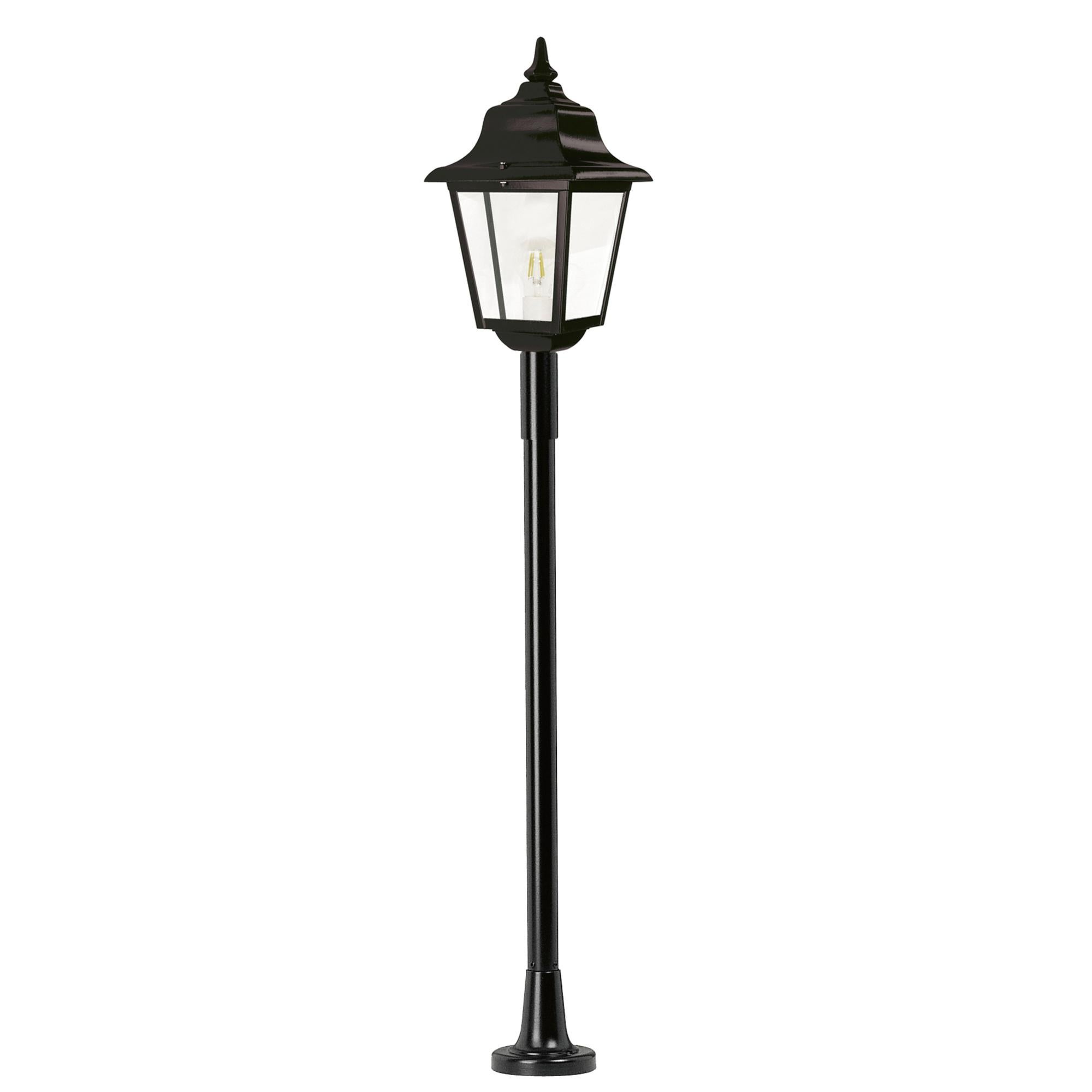 Baliza clásica ROB IP44 E27 42W 1210mm Cristal transparente Negro ...