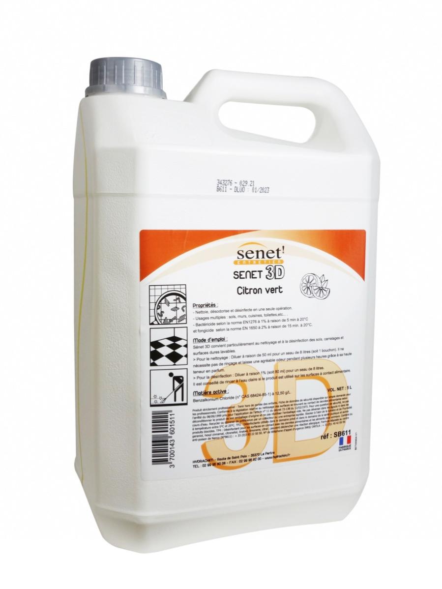 Détergent Surodorant Bactéricide SENET 3D Citron vert 5L | Leroy Merlin
