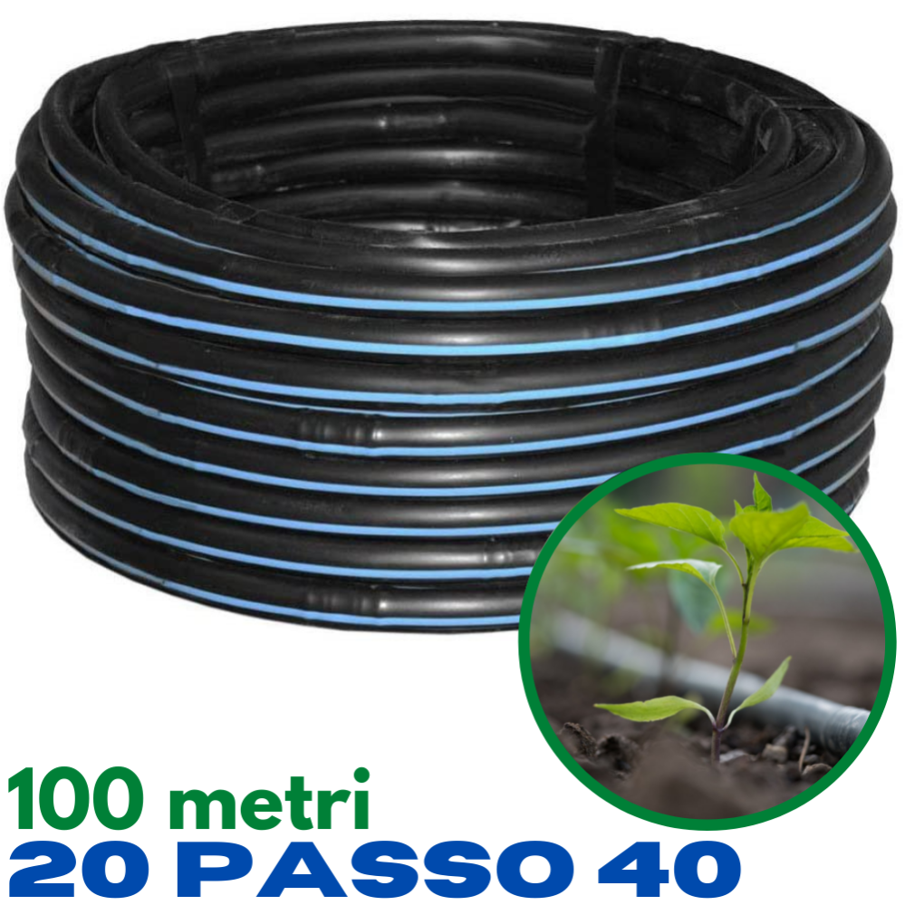 Acquaverde TUBO 100 MT ALA GOCCIOLANTE Ø 20 PASSO 40 PER IRRIGAZIONE A ...