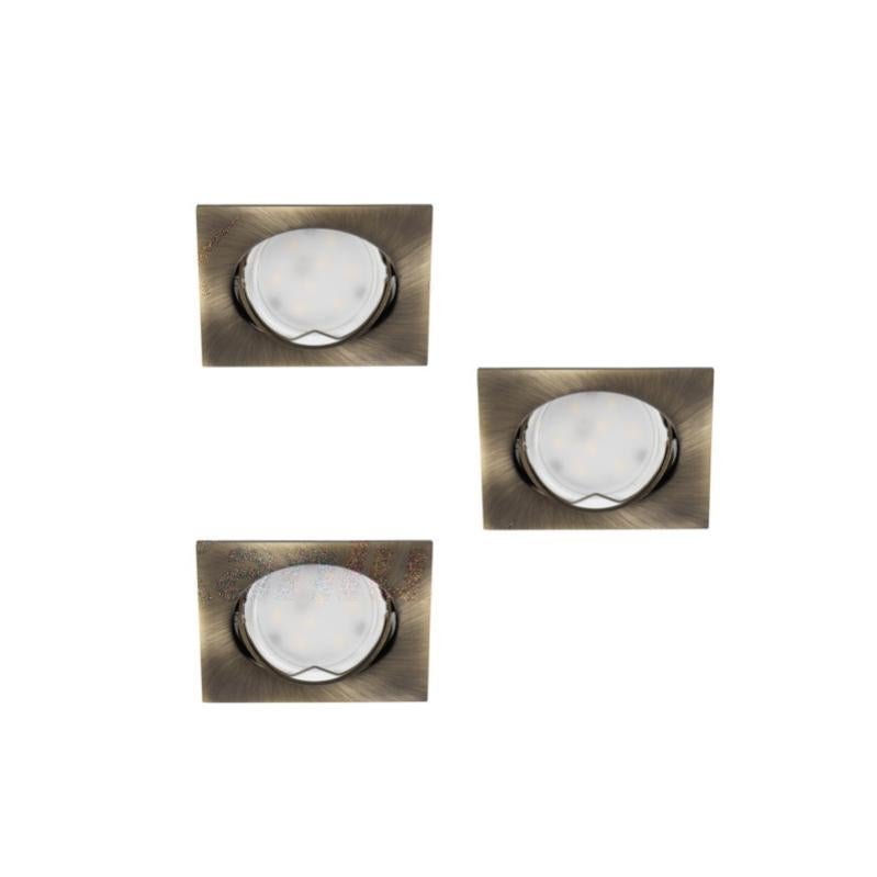 Support Spot LED Encastrable Cuivre Carré 3x10W Intérieur GU5.3/GU10 ...