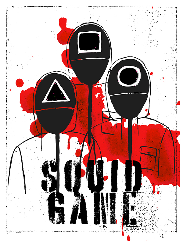 Gioco del calamaro - Poster firmato - Cestino - 40x60 cm - BENEFFITO ...