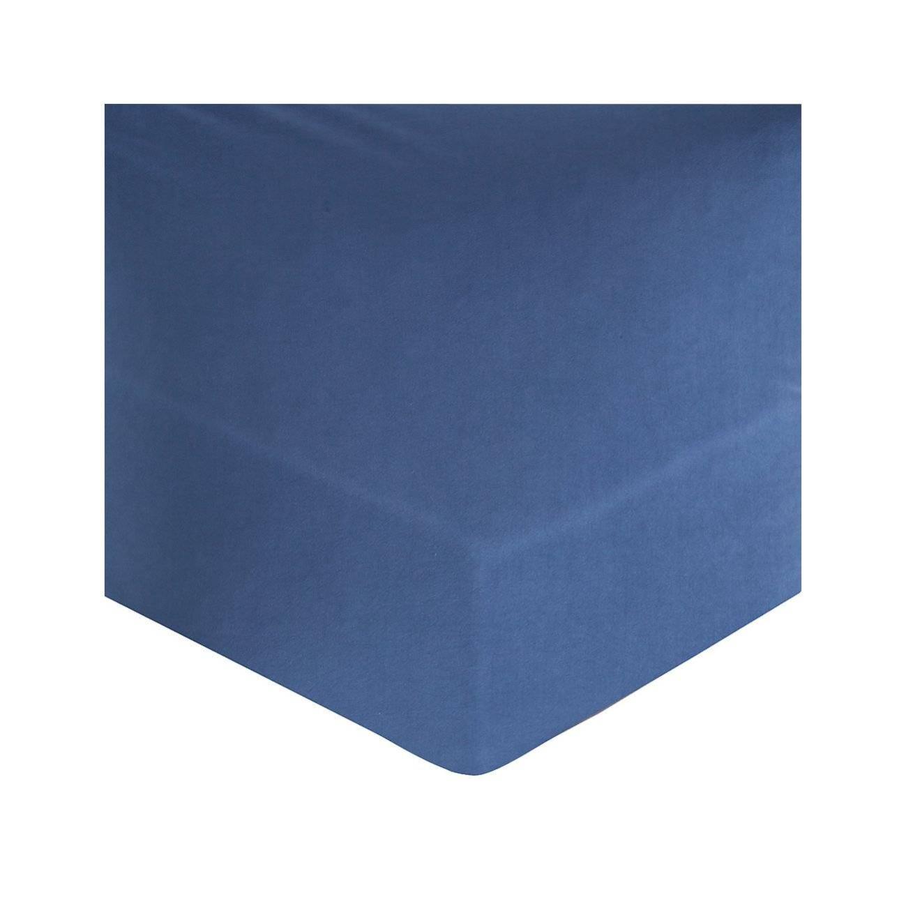 Drap housse percale lavée Bohème BLANC DES VOSGES-80 x 200 cm-Indigo ...