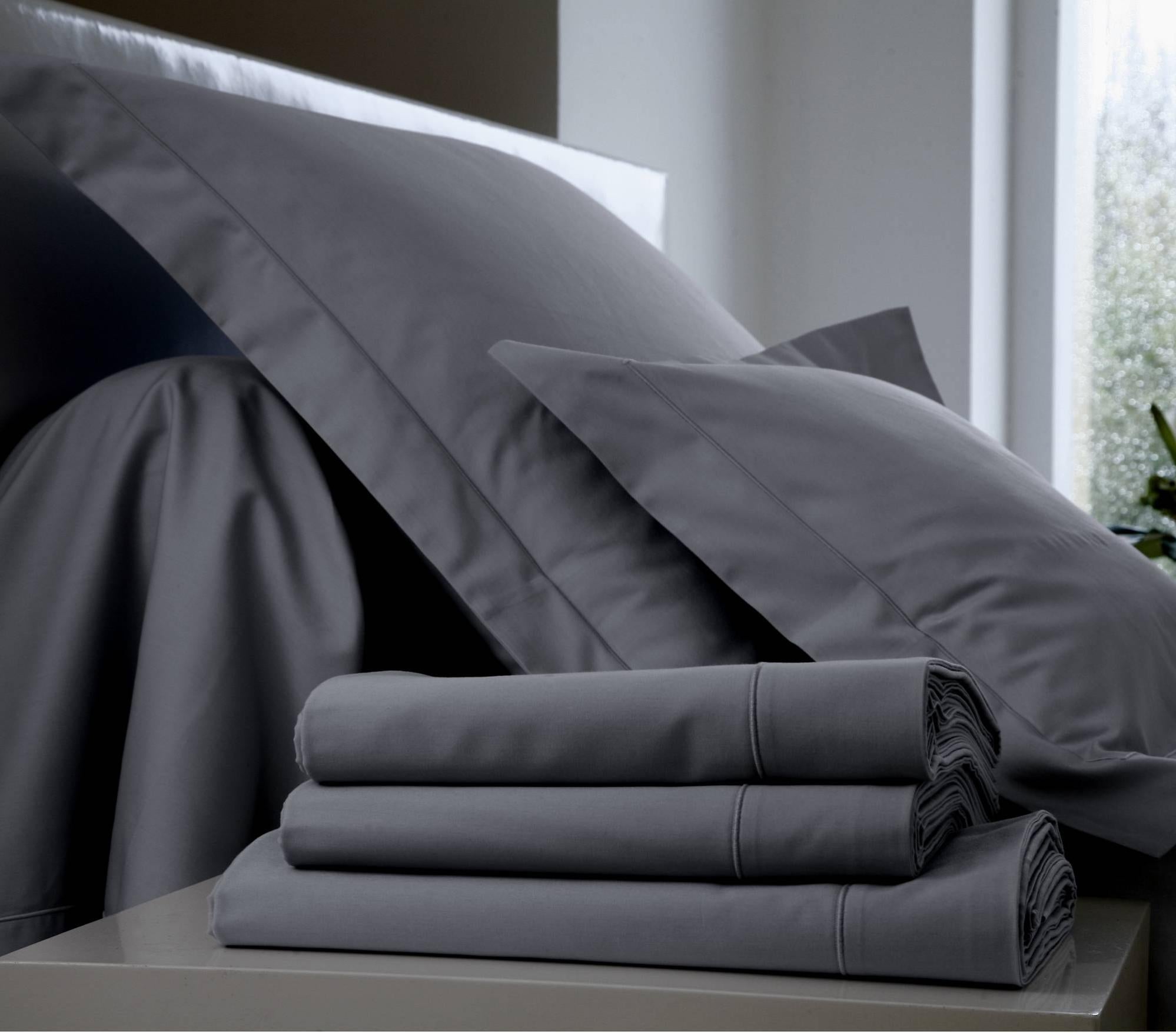 Housse de couette Percale Easy BLANC DES VOSGES-140 x 200 cm-Acier ...