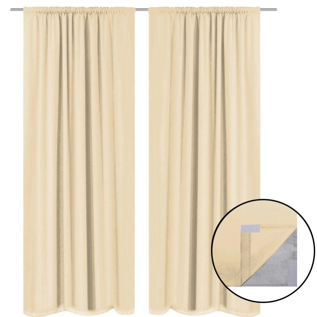 Rideau occultant 2 pcs Double couche 140 x 175 cm Beige vidaXL | Leroy ...