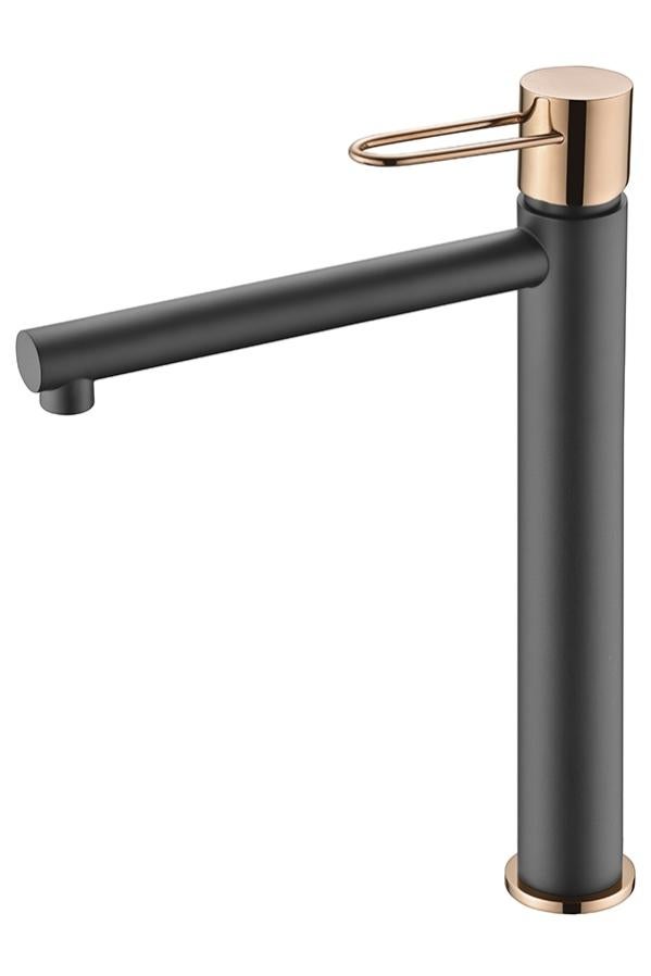 Miscelatore lavabo alto Milos nero oro rosa | Leroy Merlin