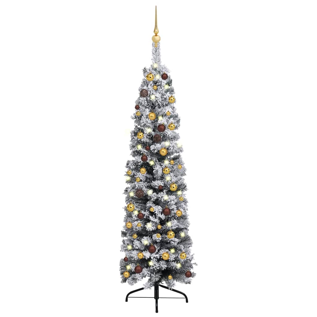 VidaXL Albero Natale Artificiale Sottile LED e Palline Verde 120cm PVC ... VidaXL Albero Natale Artificiale Sottile LED e Palline Verde 120cm PVC ...