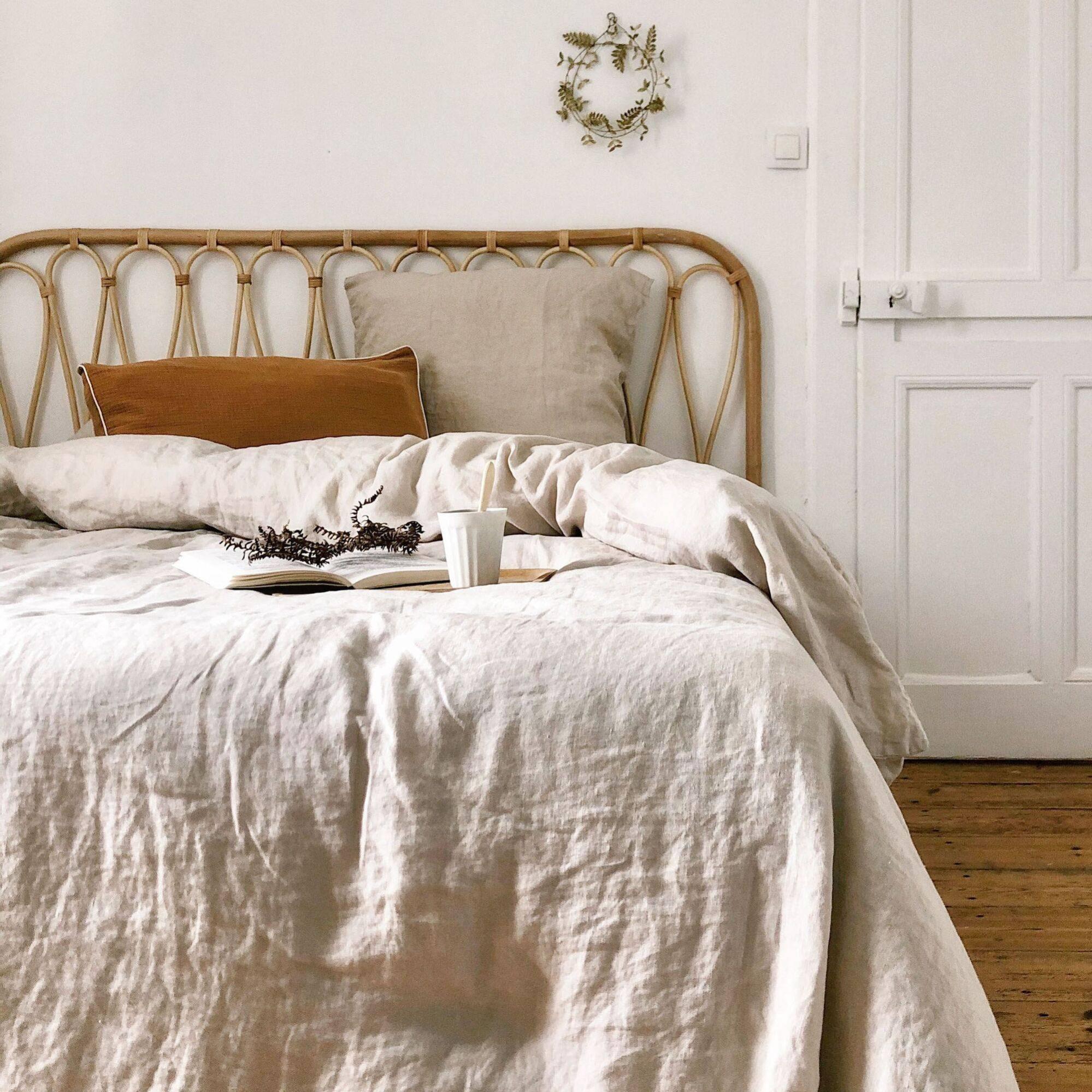 Housse de couette lin lavé Salomé VENT DU SUD-200 x 200 cm-Terre Cuite ...