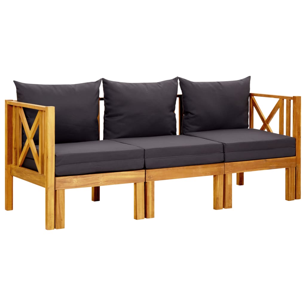 Banc De Jardin 3 Places Et Coussins 179 Cm Bois Dacacia Massif Vidaxl