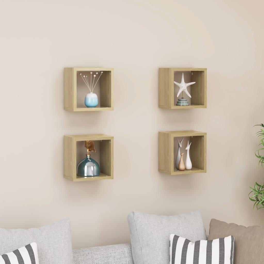 VidaXL Mensole a Cubo 4 pz Rovere Sonoma 22x15x22 cm | Leroy Merlin