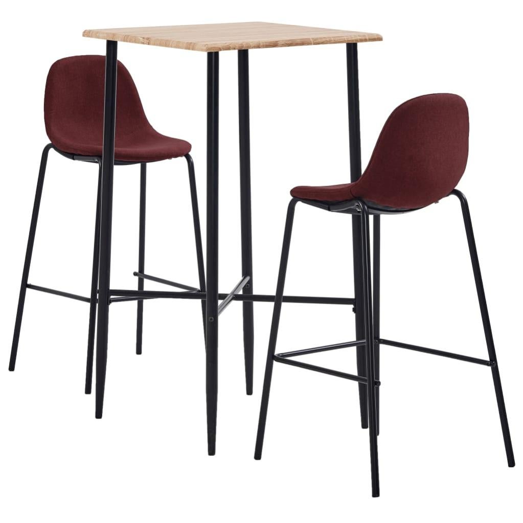 VidaXL Set da Bar 3 pz in Tessuto Rosso Vino | Leroy Merlin