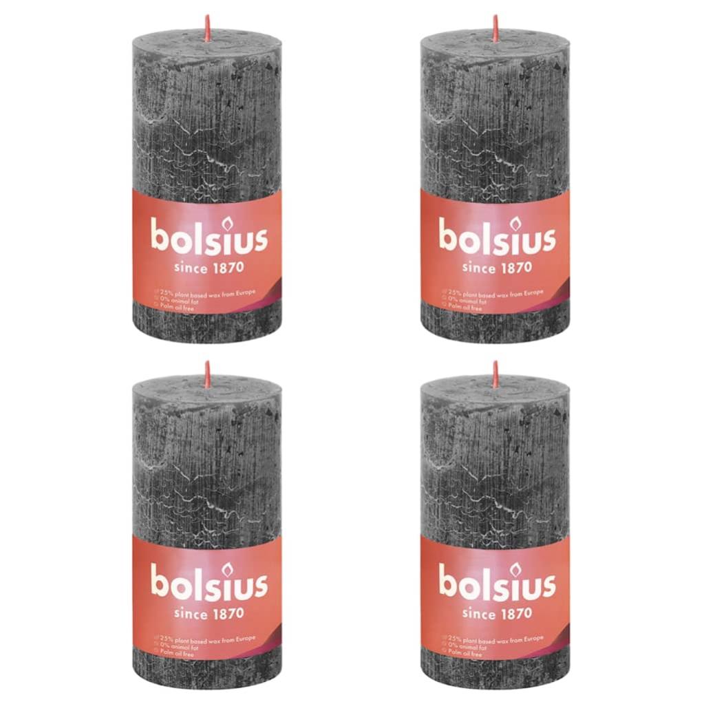 Bolsius Candele Rustiche Colonna Shine 4 pz 130x68 mm Grigio Tempesta ...