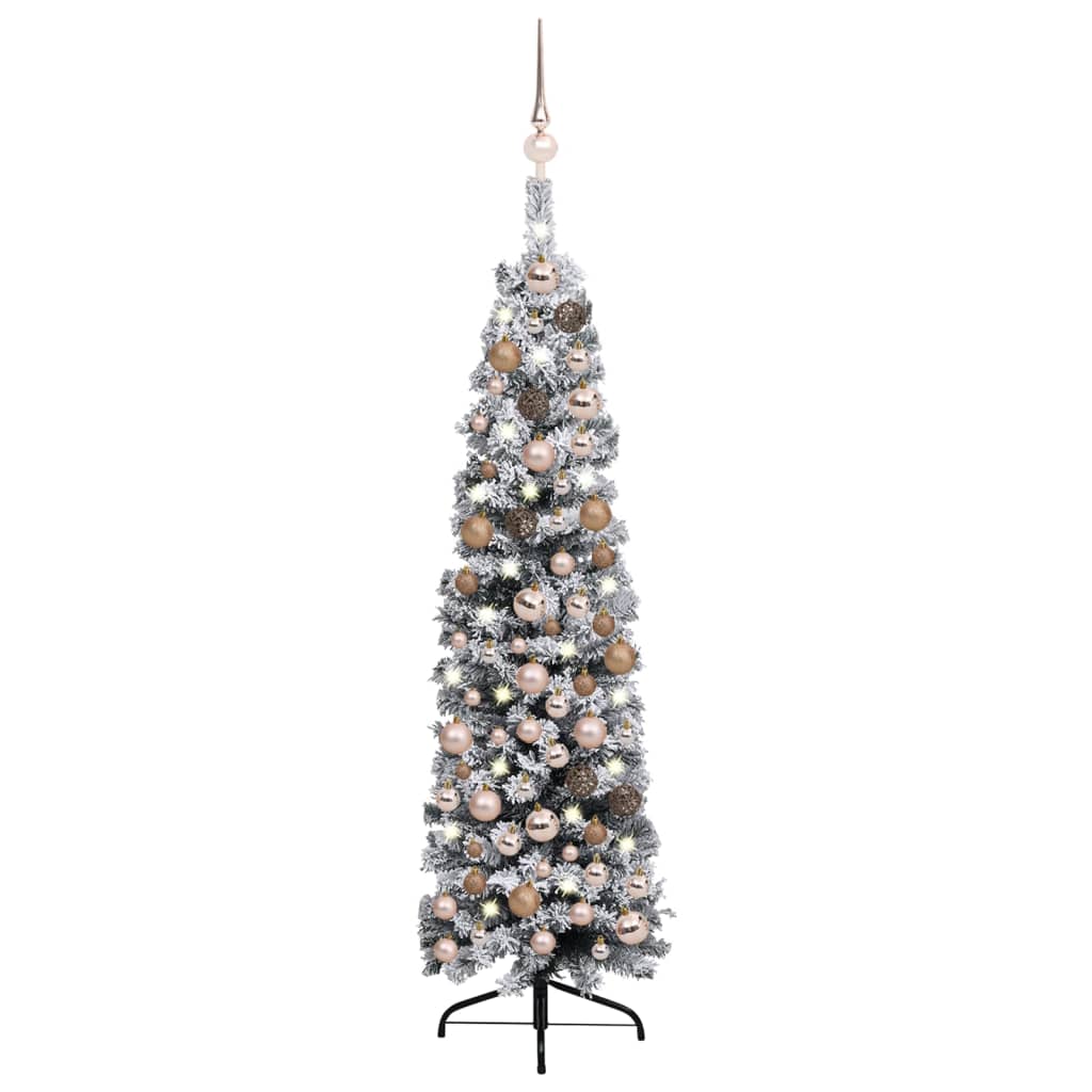 VidaXL Albero di Natale Artificiale Sottile con LED e Neve Verde 120cm ... VidaXL Albero di Natale Artificiale Sottile con LED e Neve Verde 120cm ...