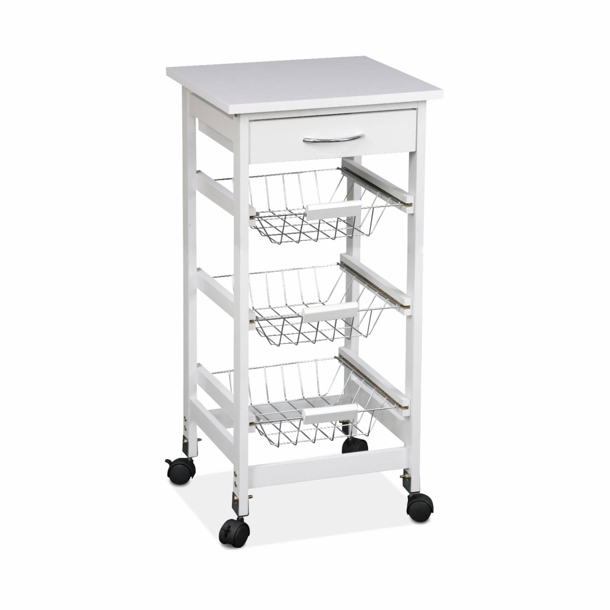 Carro blanco con ruedas, carro con ruedas - Charlotte - ruedas, 1 cajón ...