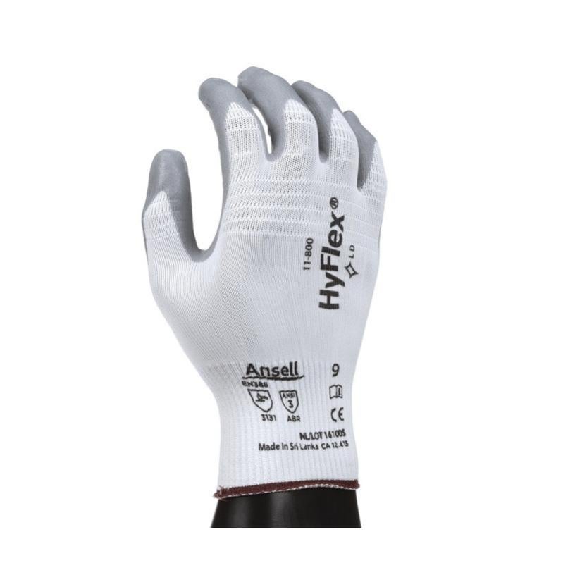 Gant HyFlex 11-800 Taille 9 blanc/gris EN 388 PSA II Nyl.avec mousse ...