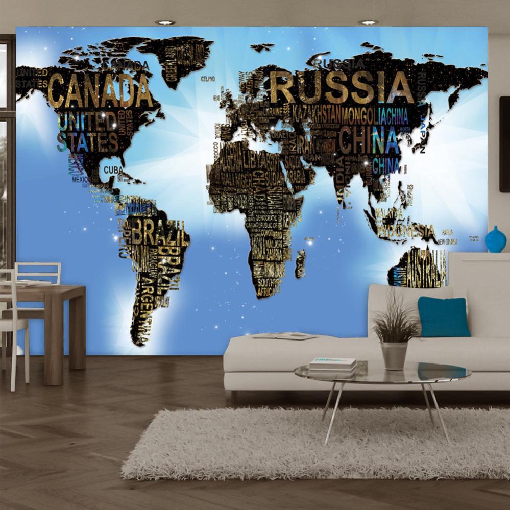 Papier peint World Map Blue Inspiration - L 100 x H 70 cm | Leroy Merlin