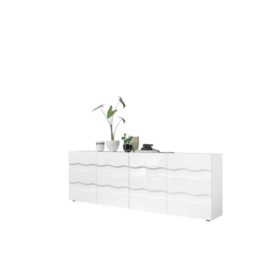 Buffet 4 portes relief blanc laqué brillant - OCEAN | Leroy Merlin