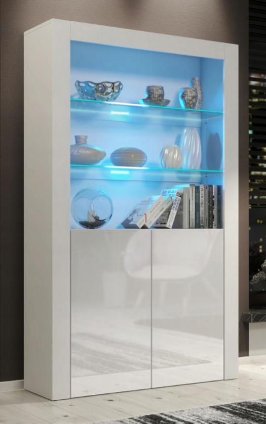 Vitrine JIVE 90 cm blanc laqué avec LEDS | Leroy Merlin