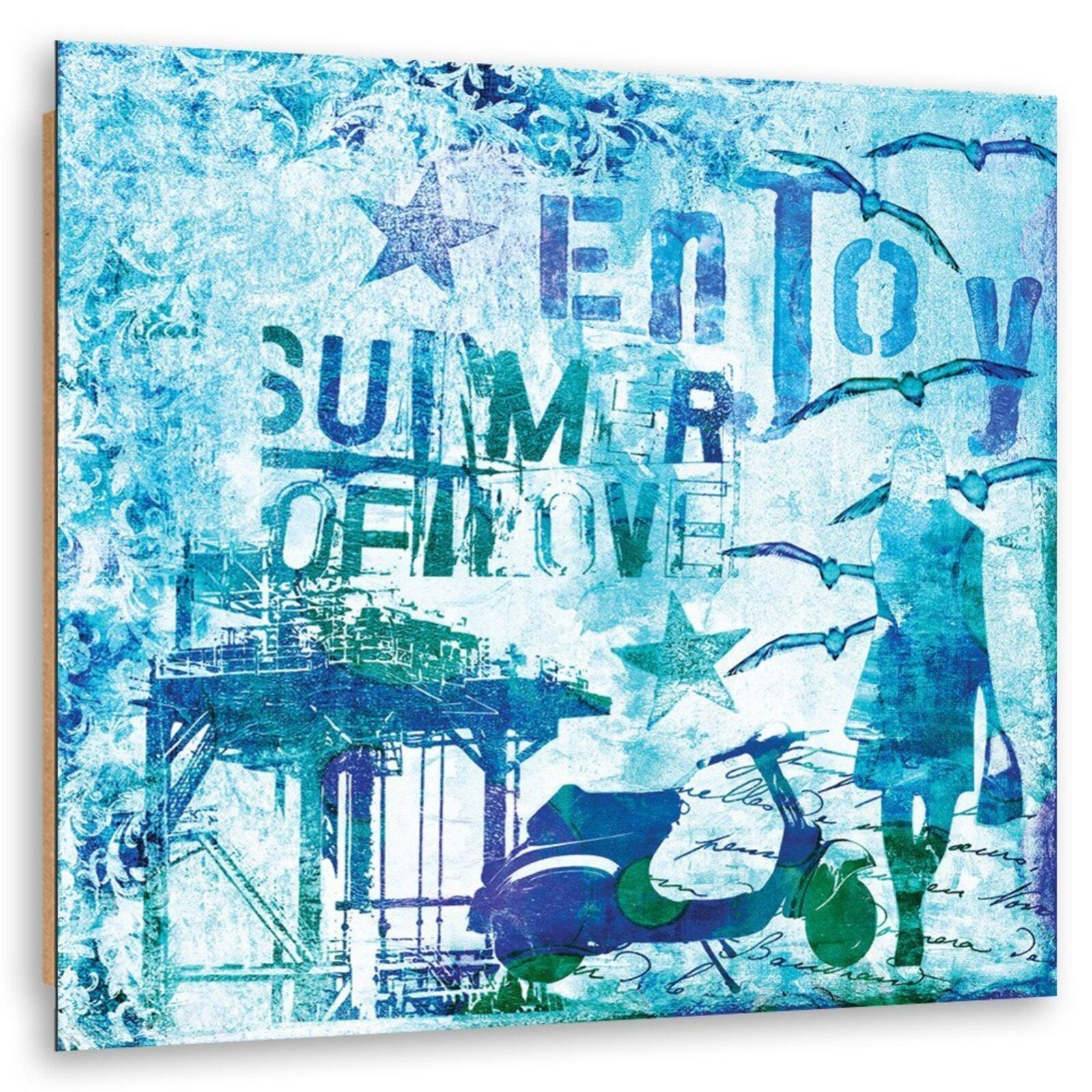 Tableau bois profiter de l'été 2 - 80 x 80 cm | Leroy Merlin