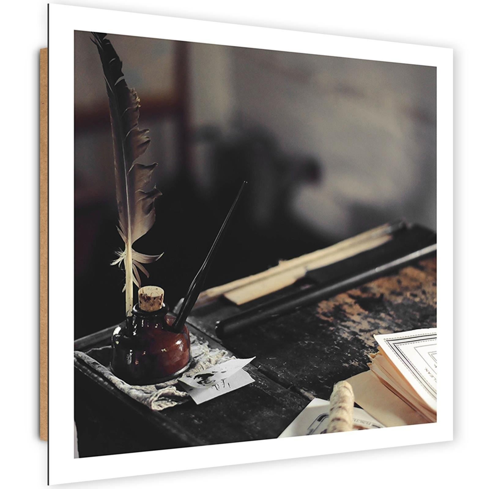 Tableau bois encrier et plume - 50 x 50 cm | Leroy Merlin