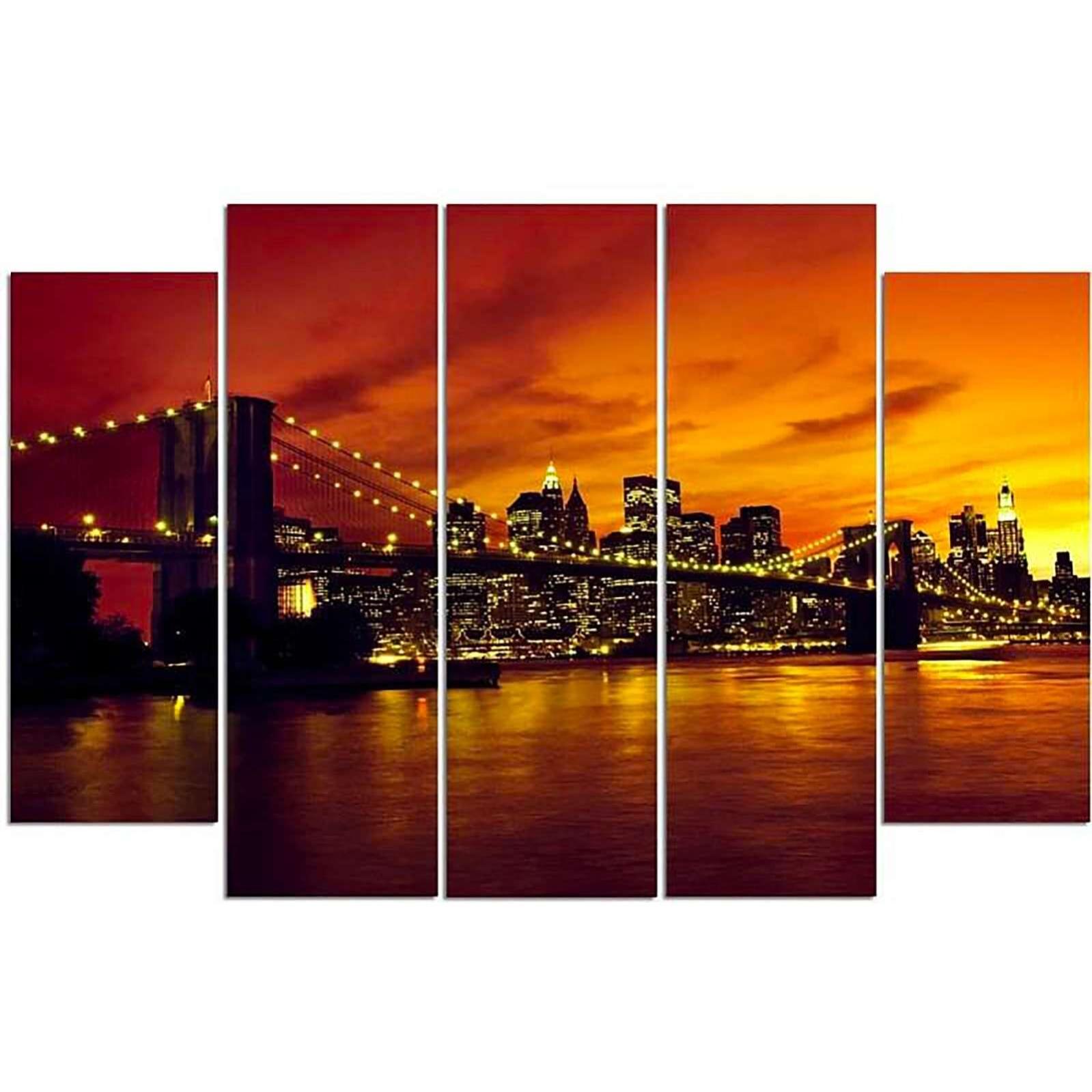 Tableau pont de brooklyn et manhattan au coucher du soleil - 100 x 70 ...