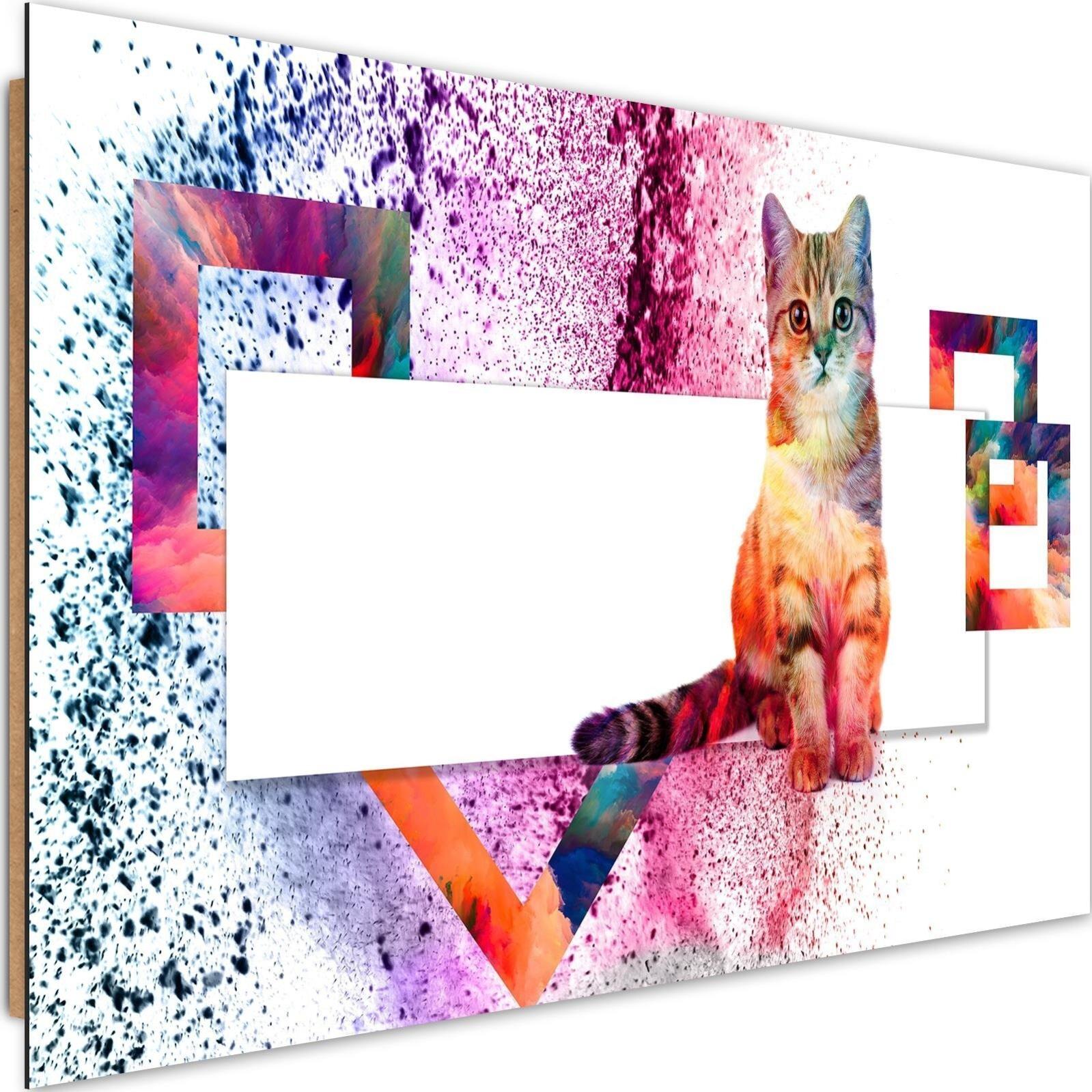 Tableau chat en bois multicolore - 120 x 80 cm | Leroy Merlin
