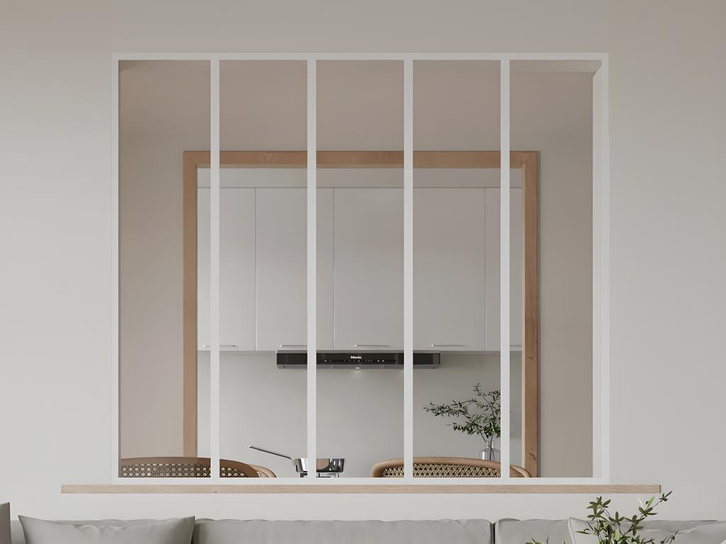 Vetrata stile industriale 150 x 130 cm in alluminio termolaccato Bianco ...