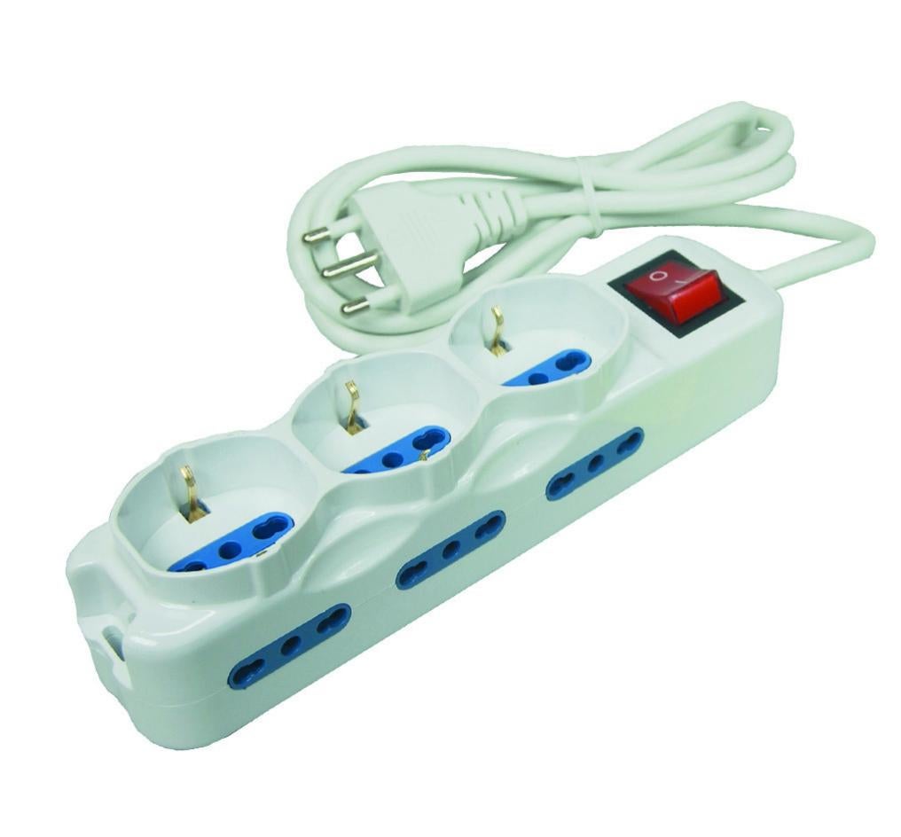 Multipresa da tavolo compatta 3 schuko + 6 bipasso con interruttore ...