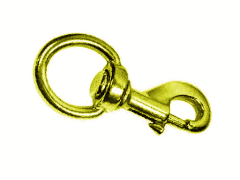 Moschettoni redine con girello in ottone lucido - mm.90 con asola da mm ...