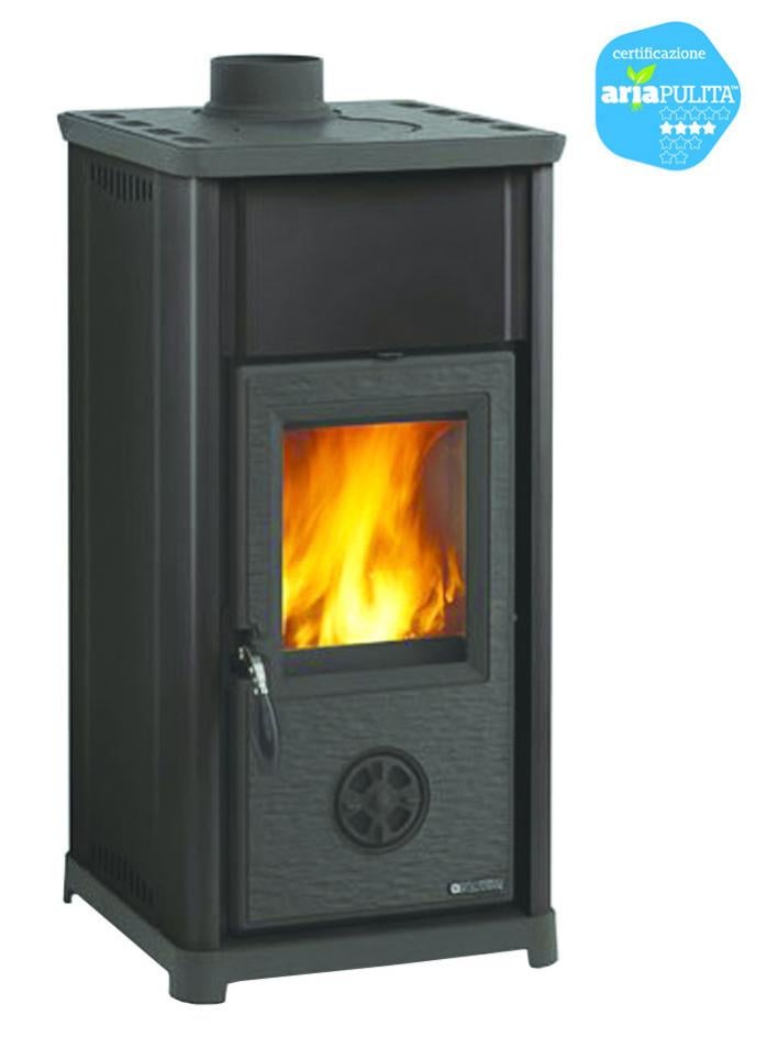 Stufa a legna tea 6,6 kw nera - misure cm.41,4x41,9x83,2h. peso kg.77 ...