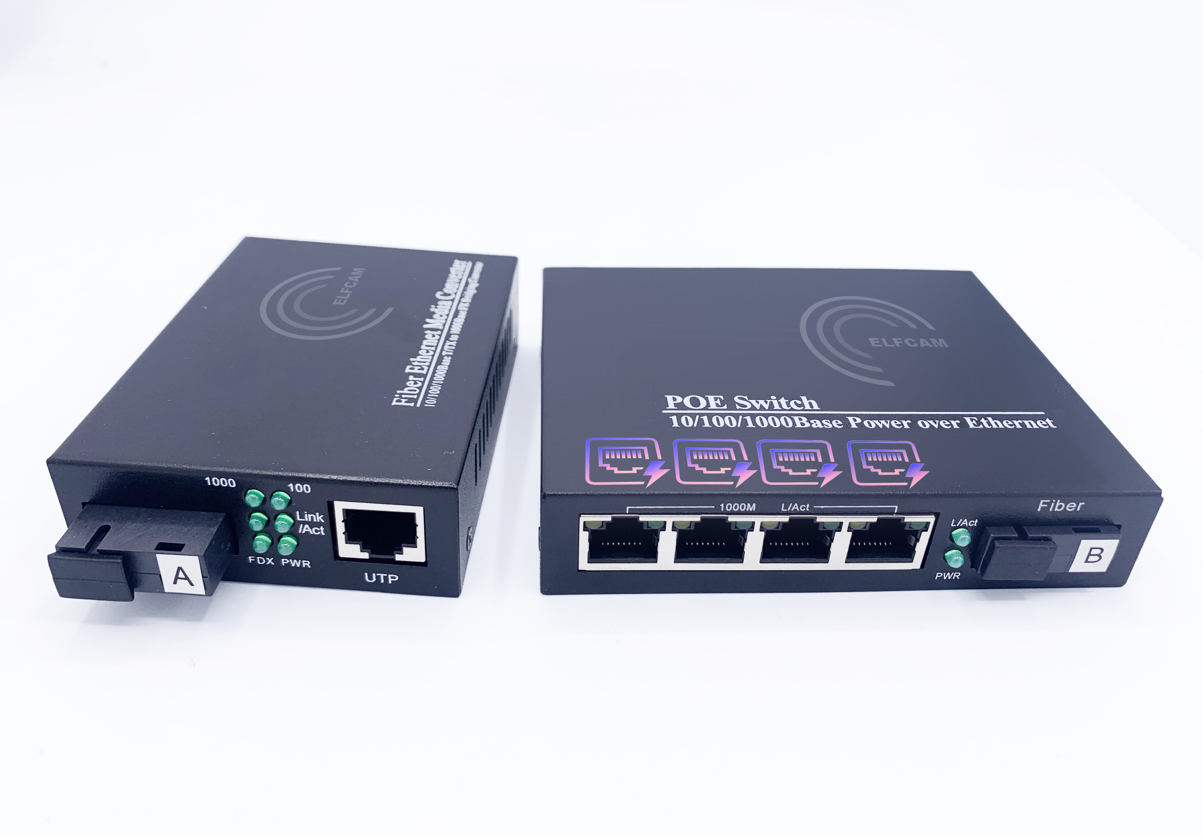 Elfcam® - PoE Convertisseur Fibre Ethernet, SFP (mini-GBIC) Inclus ...