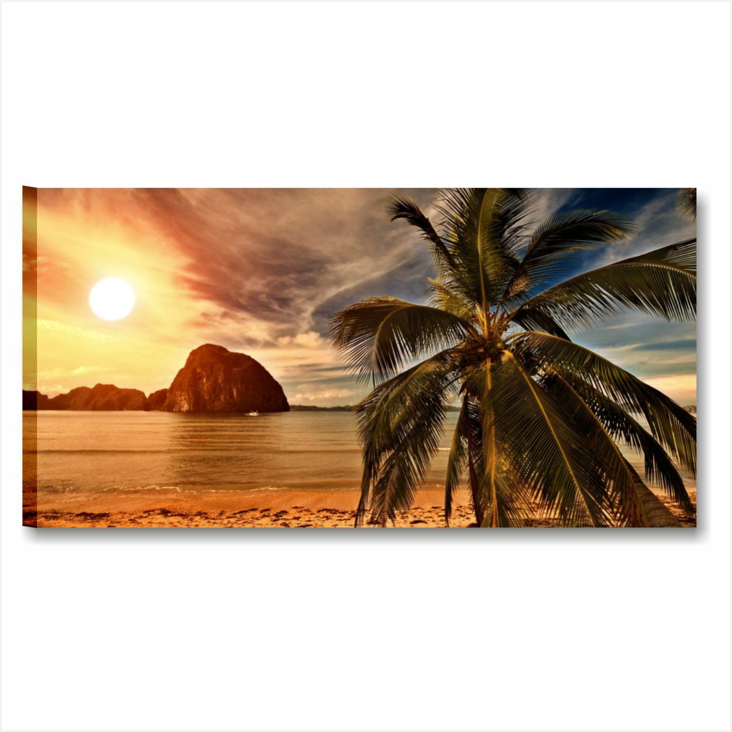 Tropical palme - quadro moderno con mare 90 x 45 stampa su tela con ...