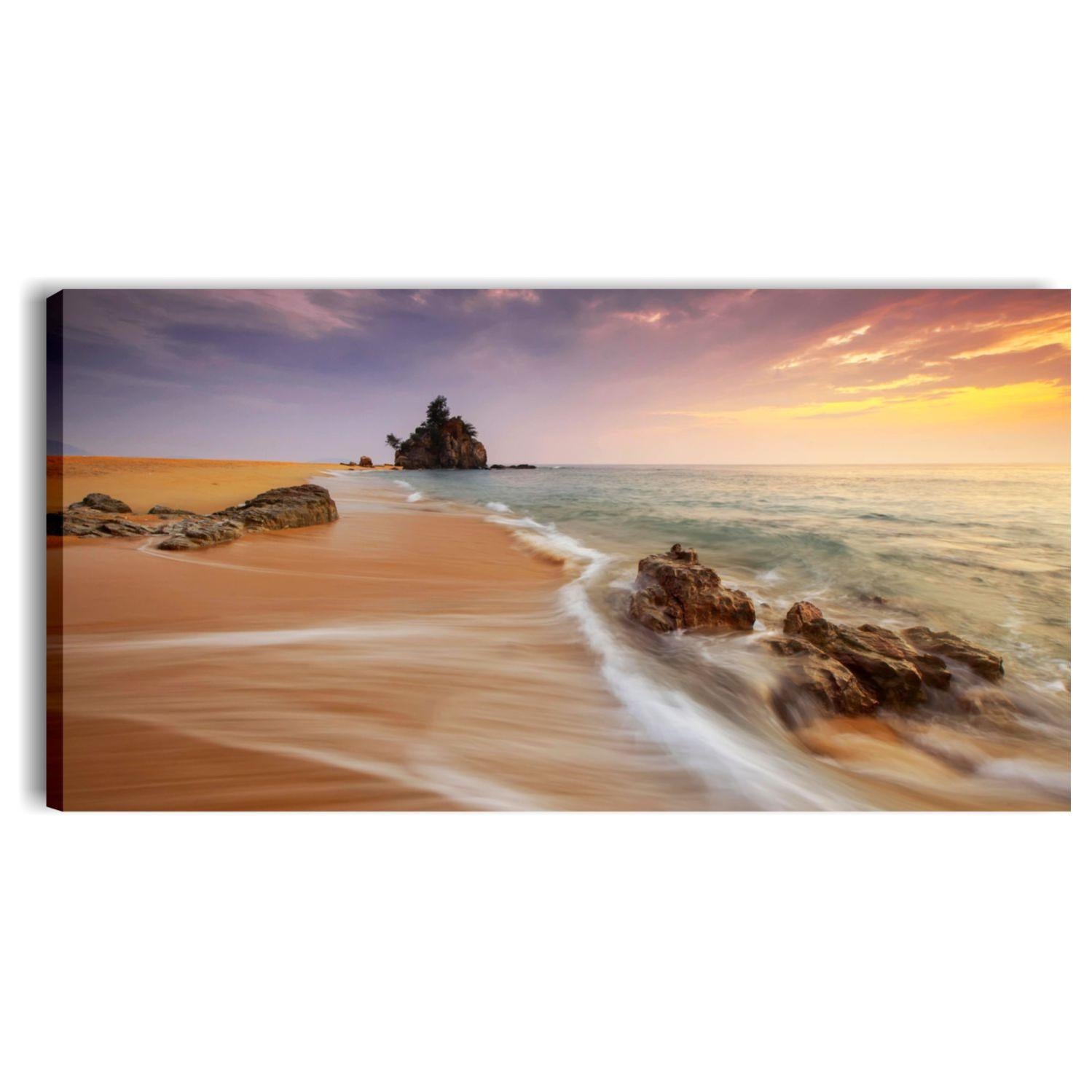 Mare e spiaggia - quadro moderno stampa su tela 90 x 45 con paesaggio ...