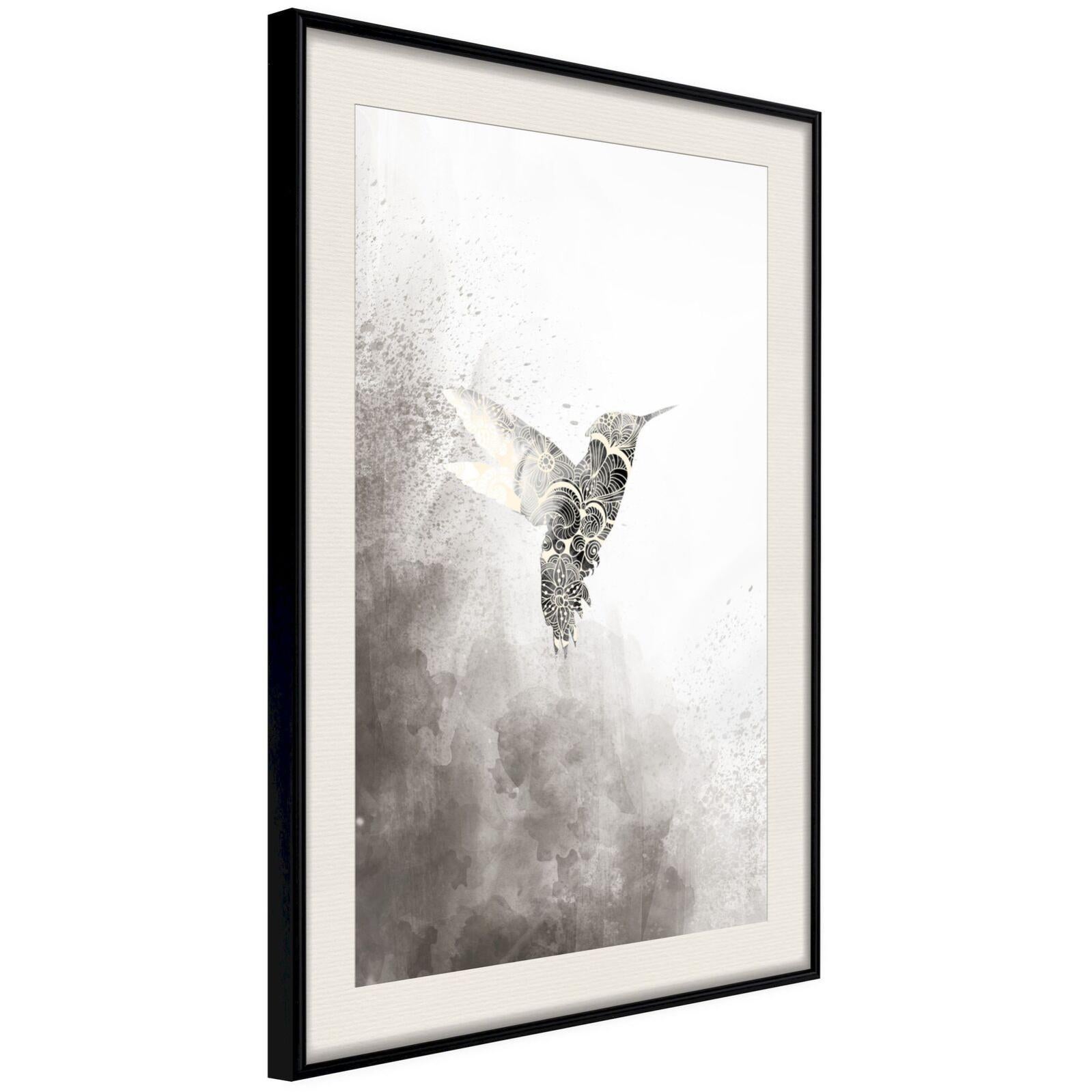 Tableau cadre Colibri dans des nuances de gris - 20 x 30 cm | Leroy Merlin