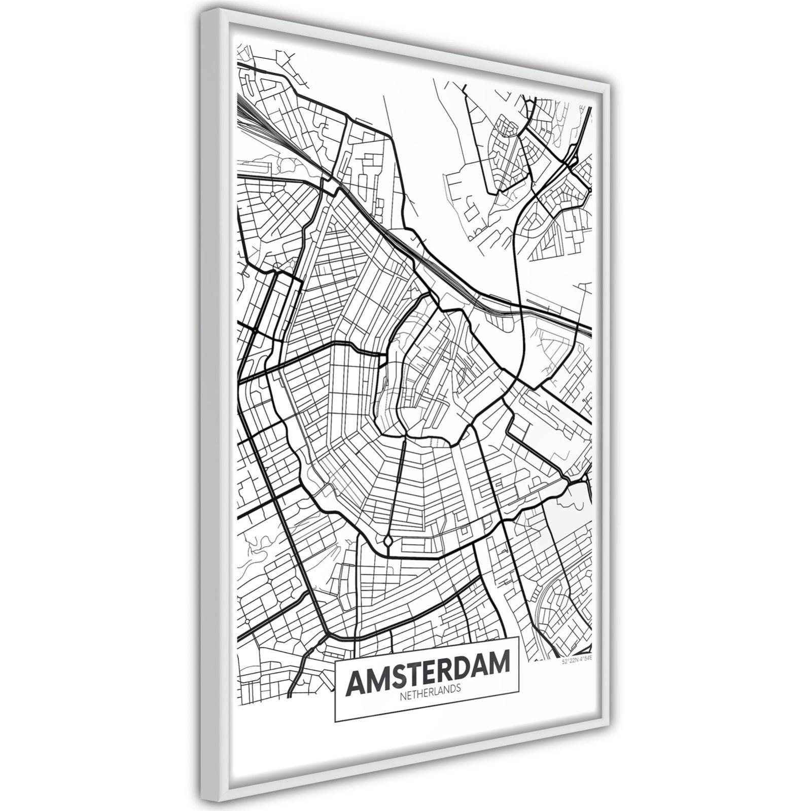 Tableau cadre Carte de la ville : Amsterdam - 40 x 60 cm | Leroy Merlin