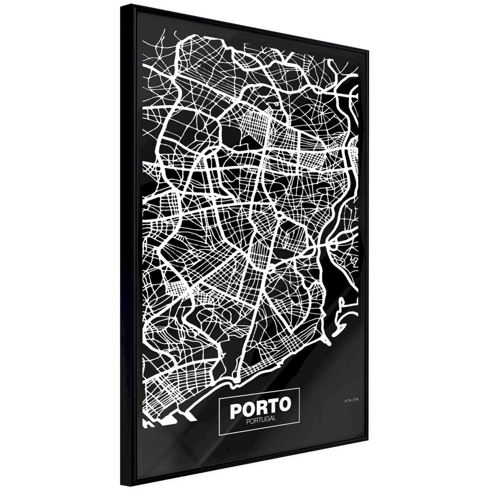 Tableau cadre Carte de la ville : Porto - 40 x 60 cm | Leroy Merlin