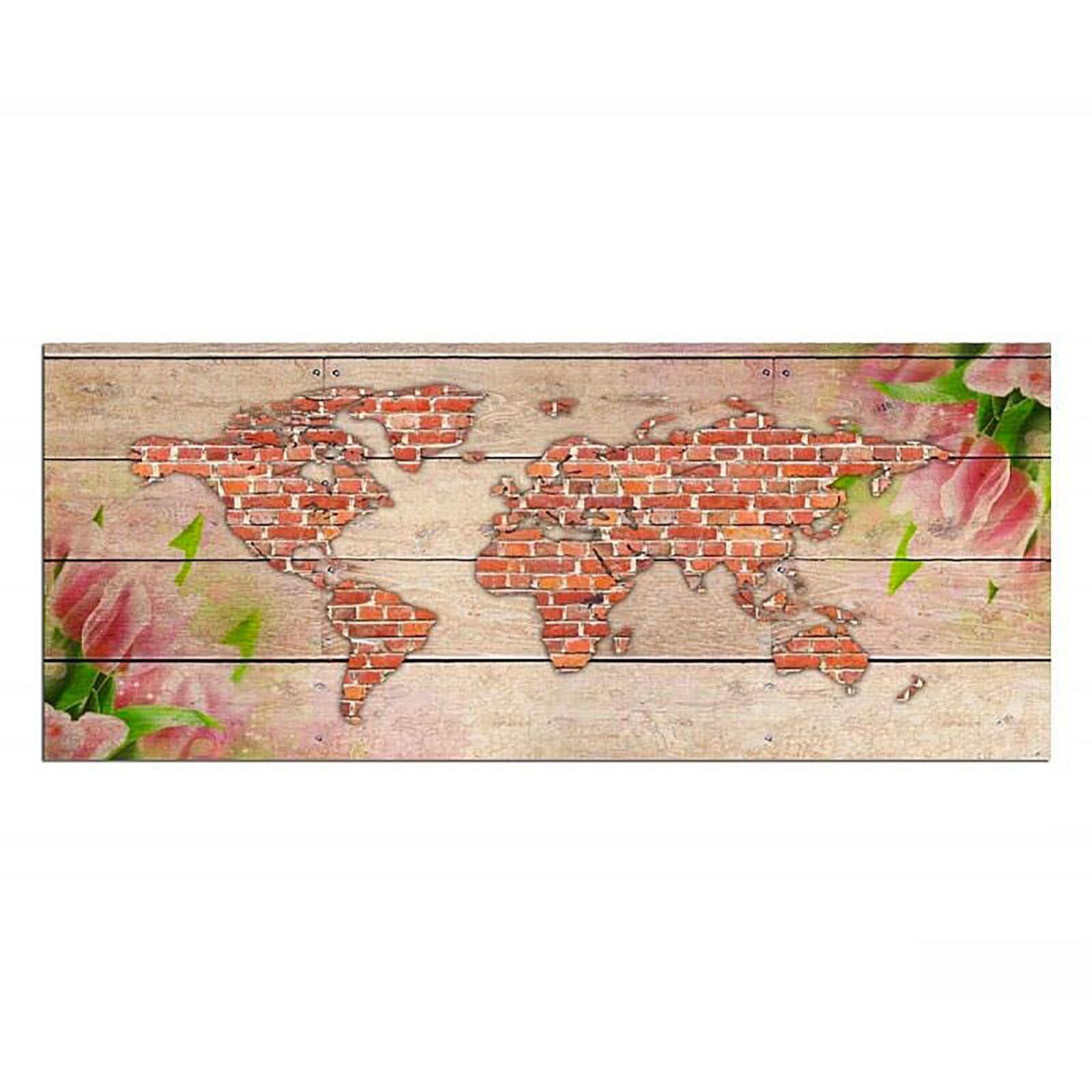 Tableau carte de la brique monde - 100 x 40 cm | Leroy Merlin