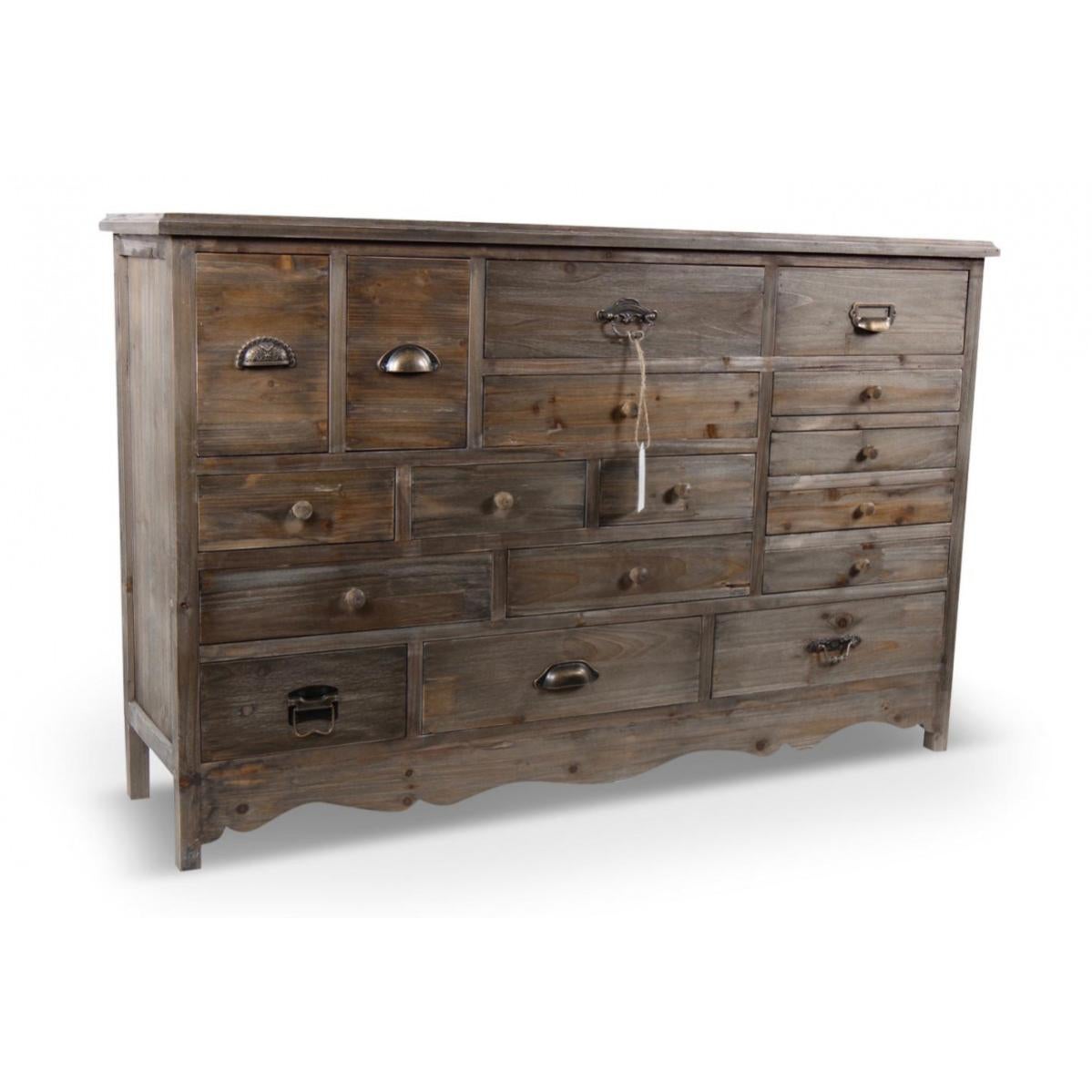 Commode Grainetier 17 Tiroirs Bois 124x32.5x78.5cm - Marron | Leroy Merlin