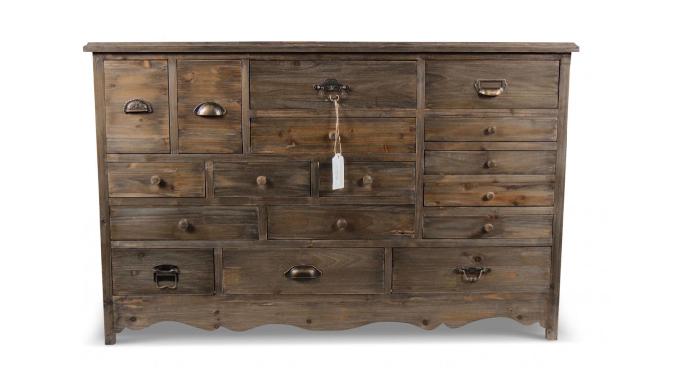 Commode Grainetier 17 Tiroirs Bois 124x32.5x78.5cm - Marron | Leroy Merlin