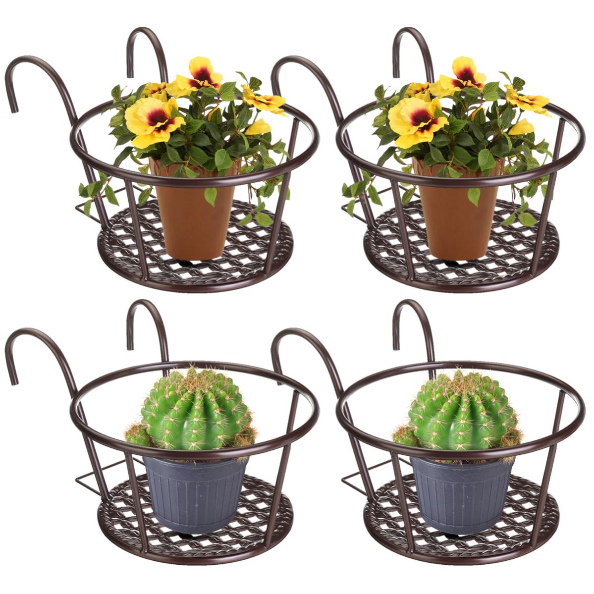 Lot de 4 support pot de fleur plante Café H.18 x l.22 cm métal | Leroy ...