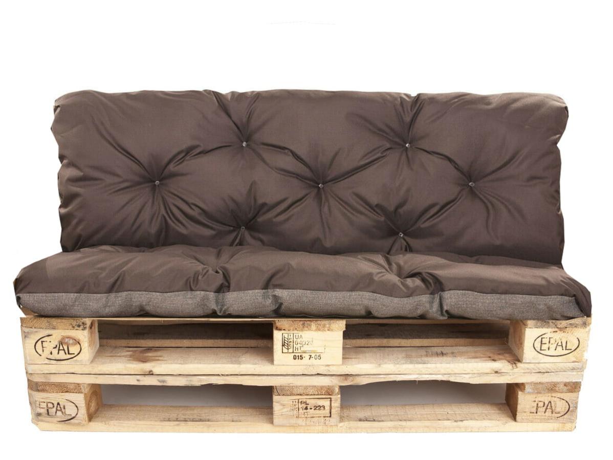 Set cuscini per pallet, seduta 120 x 60 e schienale 120 x 50 cm marrone ...