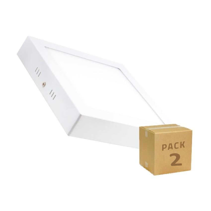 Pack 2 Plafoniere LED Quadrate 18W 225x225 mm Bianco Naturale 4000K ...