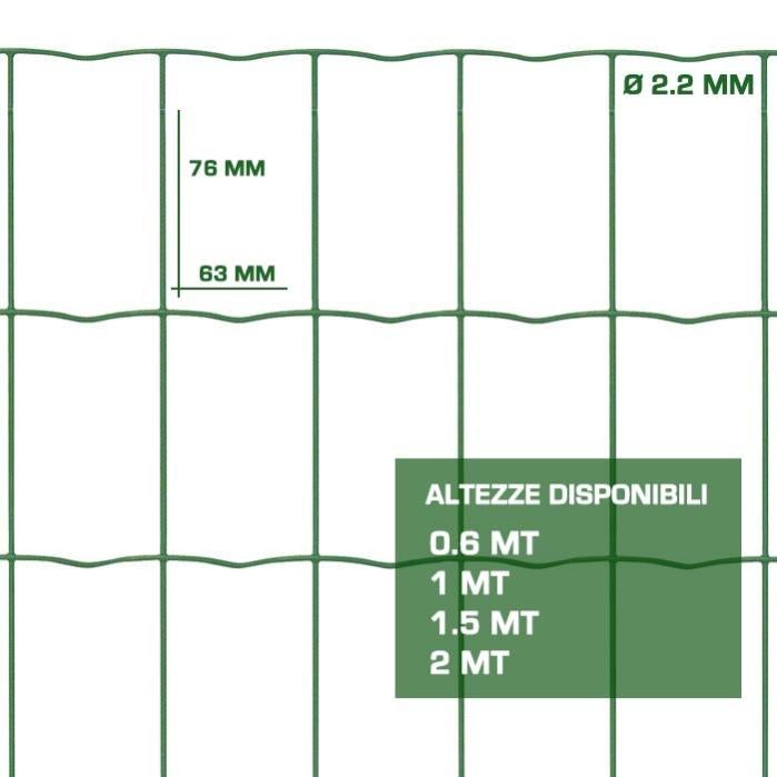 Rete per Recinzioni Metallica Plastificata Verde Resistente in Rotoli ...