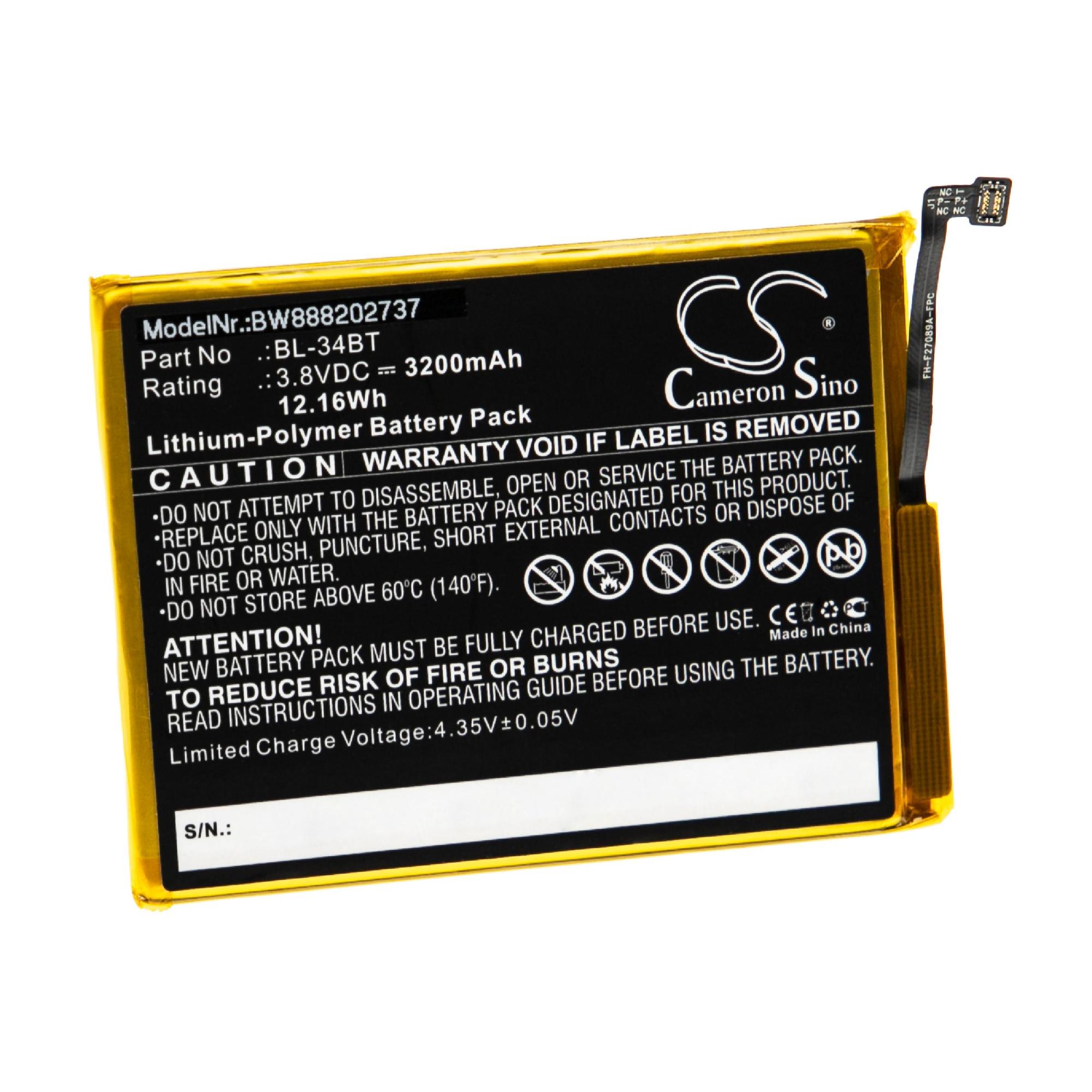 Vhbw Batterie remplacement pour Tecno BL-34BT pour smartphone (3200mAh ...