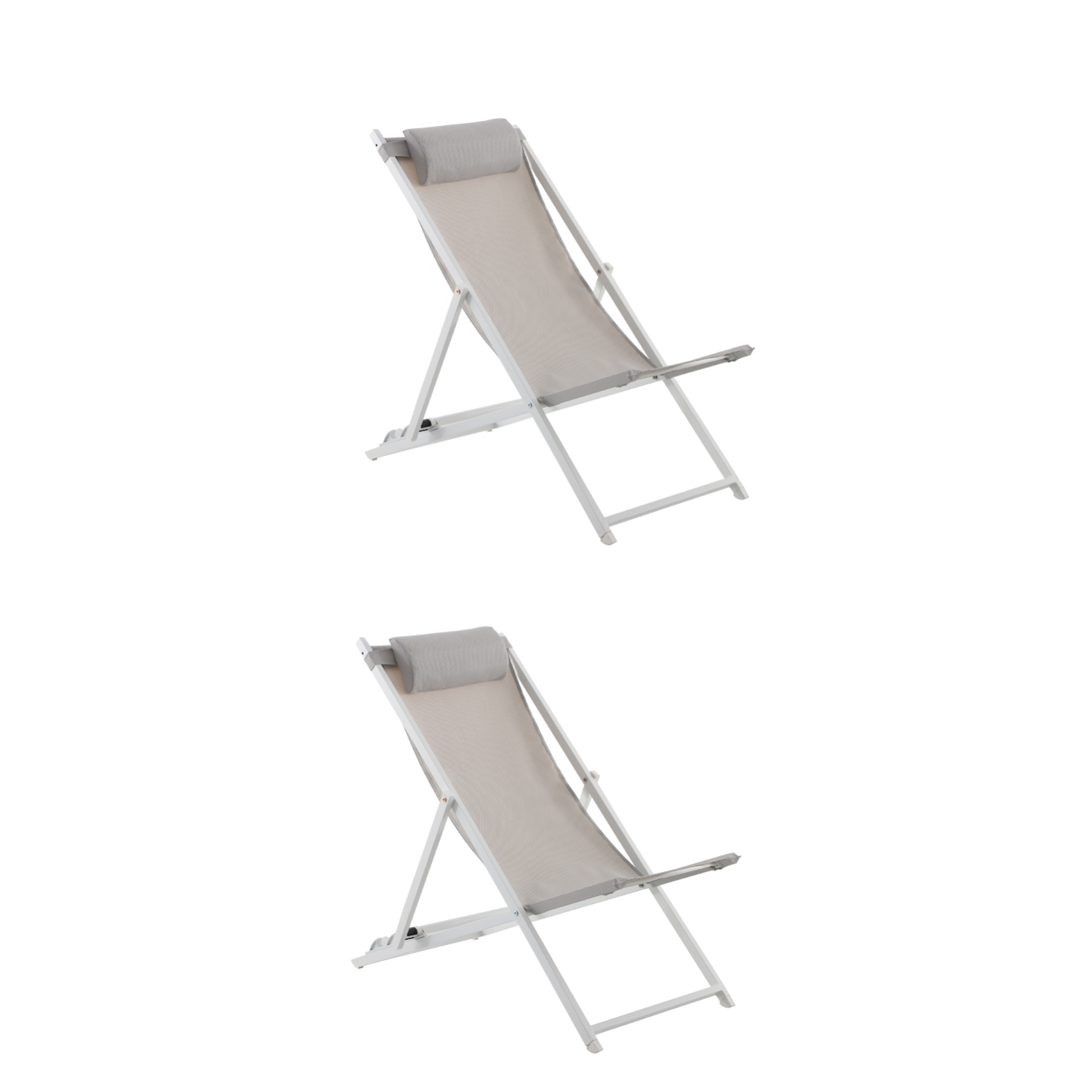 NATERIAL - Lot de 2 chiliennes CRUZ - 2 x Transats de jardin - Pliables - Acier - Aluminium ...