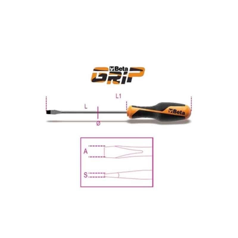 BETA Tournevis pour vis à fente BETAGRIP - 1260 - 100 mm - 6,5 - Plat ...