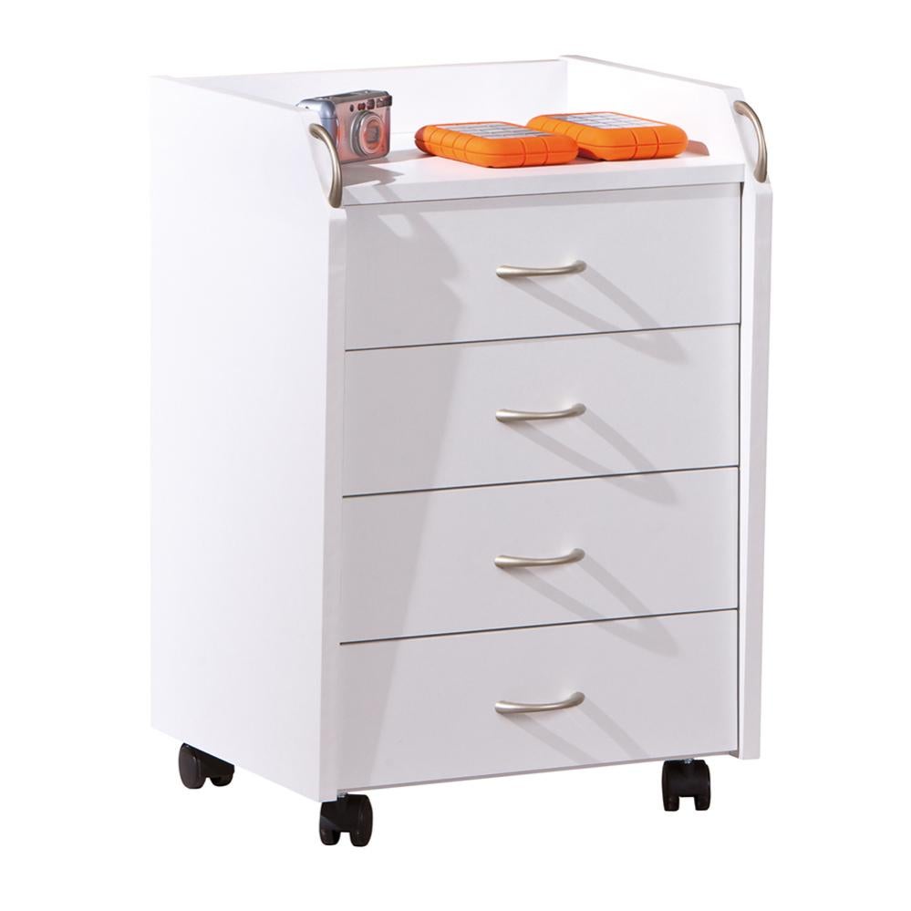 Cassettiera Da Ufficio A Quattro Cassetti Con Rotelle Colore Bianco ...