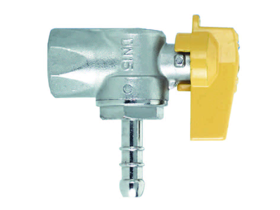 Rubinetto gas femmina 1/2 per gpl a squadro con portagomma ø mm.10 ...