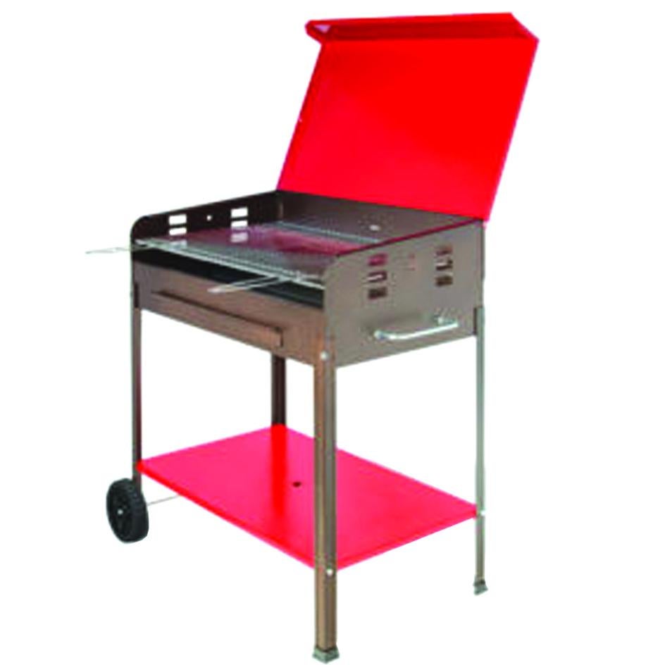 Barbecue rettangolare a carbonella etna con ruote - bracere cm.50x80 ...