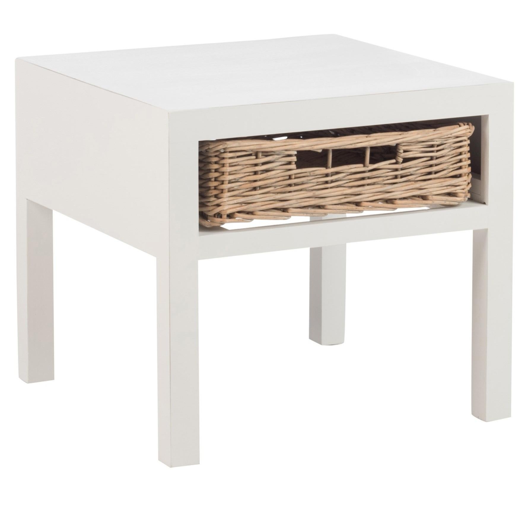 Table de chevet + 1 panier bois massif blanc Bilade L 50 cm | Leroy Merlin